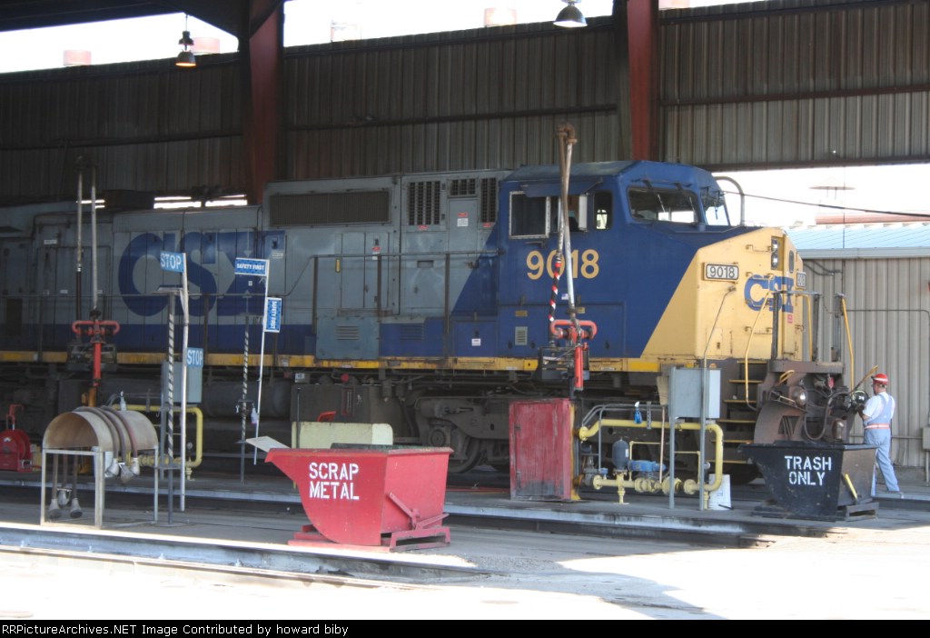 CSX 9018 gets serviced far from home